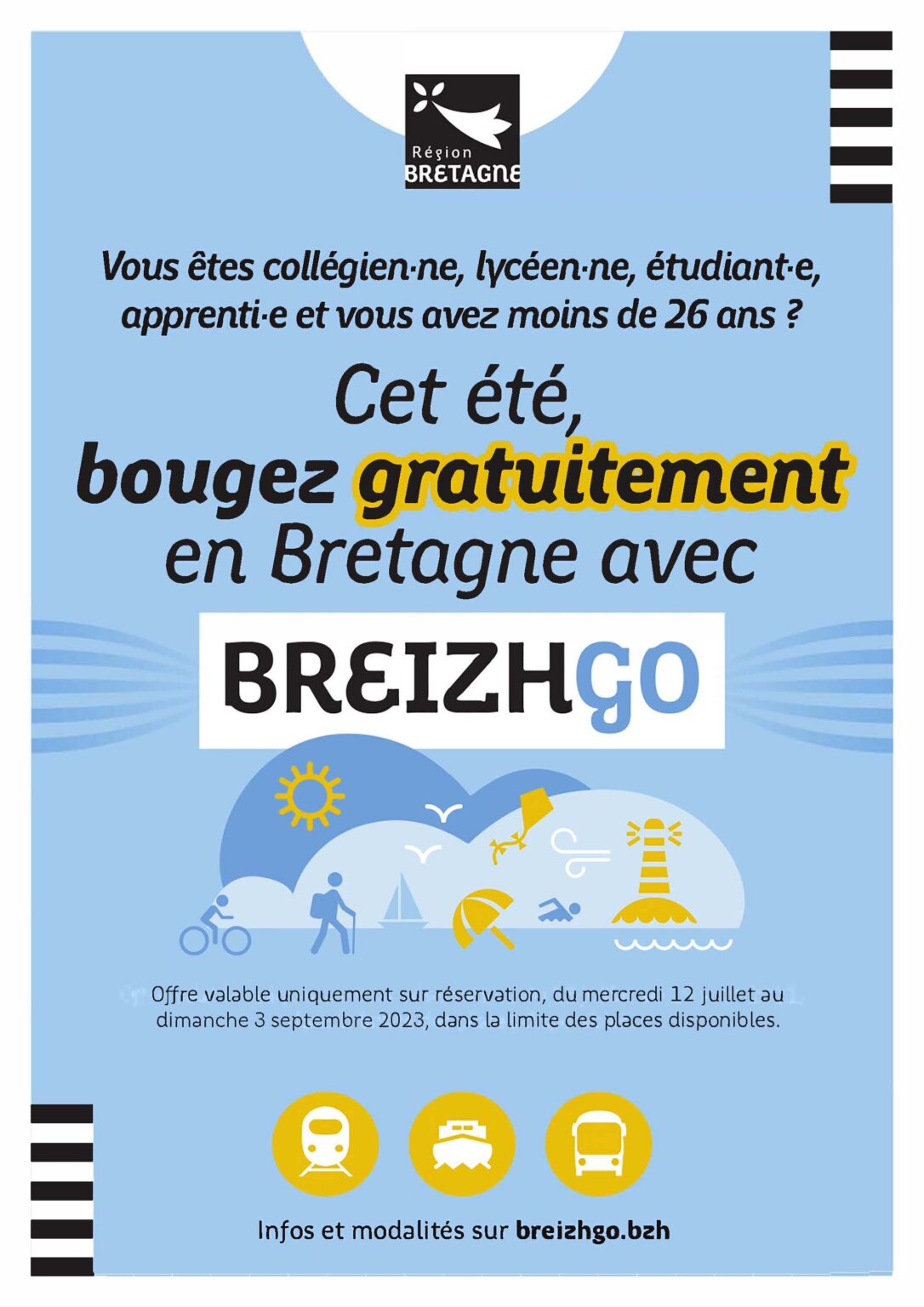 Cet été, voyages gratuits pour les - de 26 ans sur le réseau BreizhGo